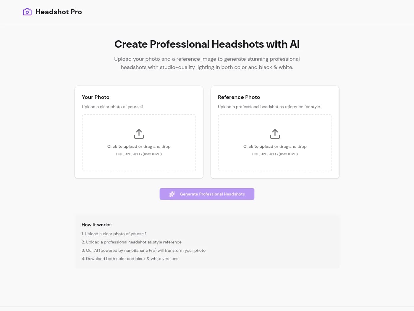 Headshot Pro: AI-Powered Headshot Creator with nanoBanana Pro