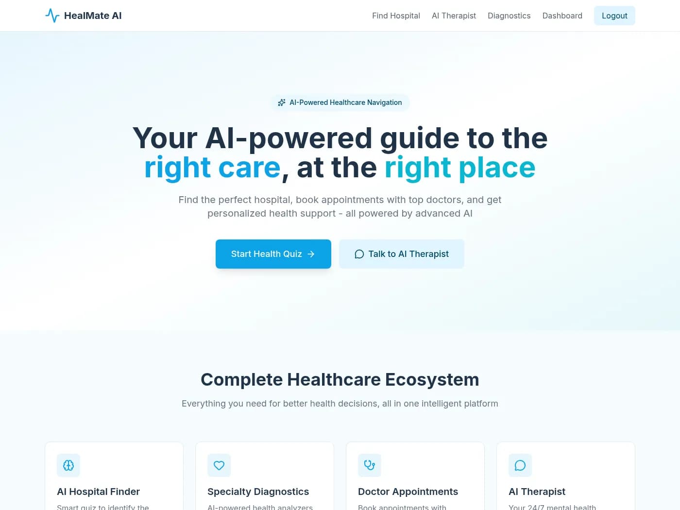 HealMate AI: Smart Healthcare Matchmaker & AI Wellness Hub