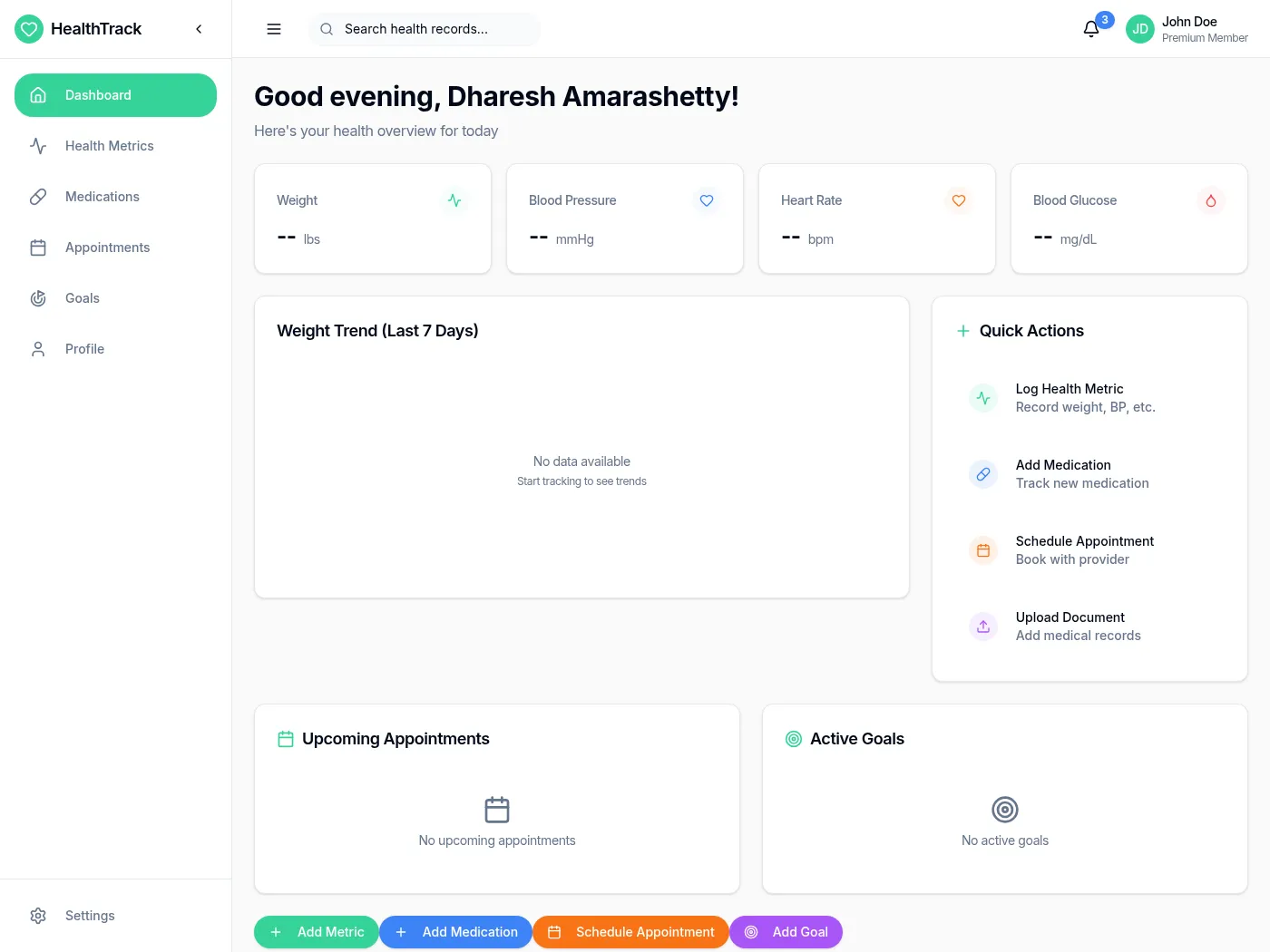 HealthTrack Pro: Comprehensive Health Management Application
