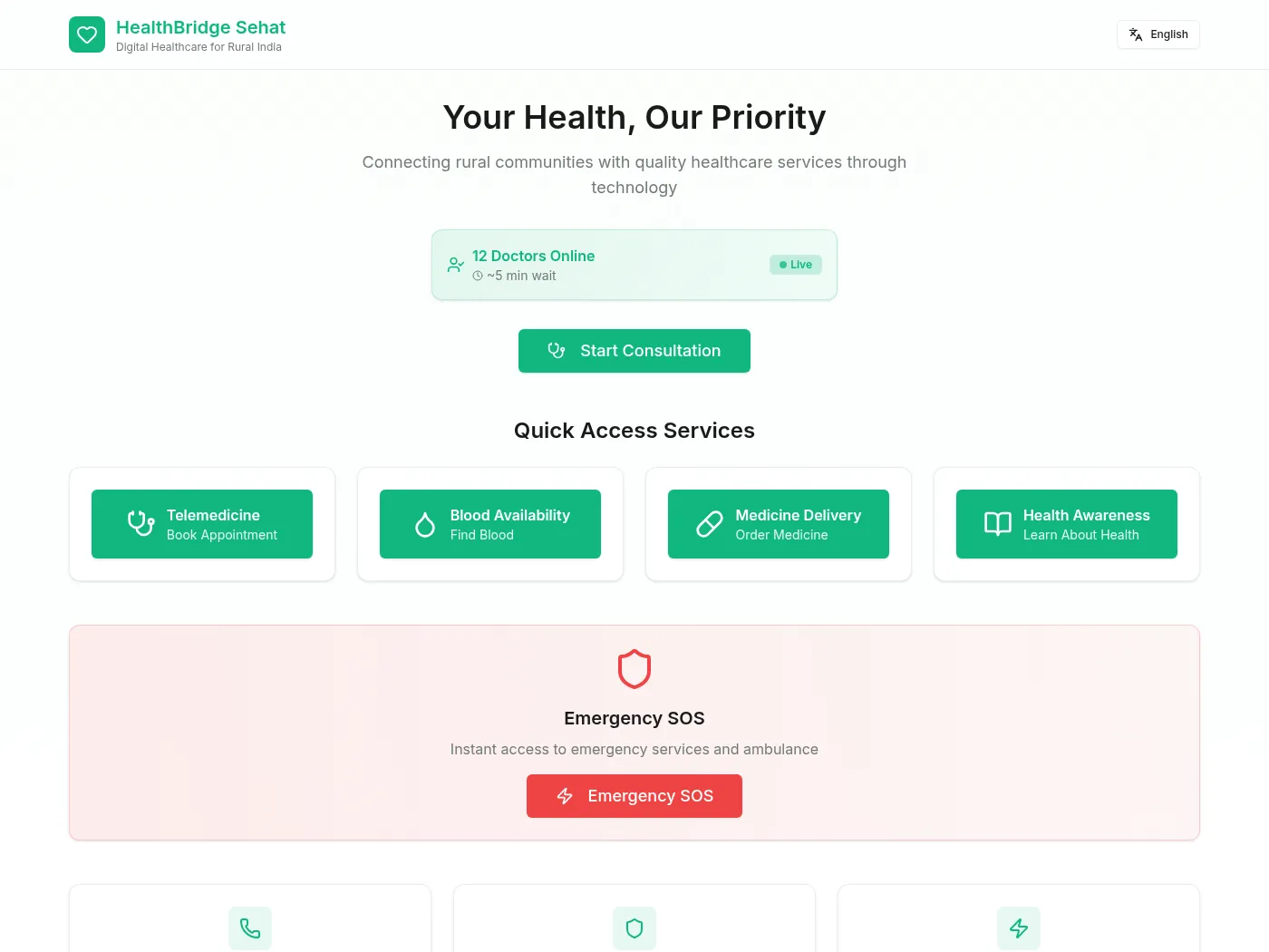 HealthBridge Sehat - Rural Digital Healthcare SuperApp