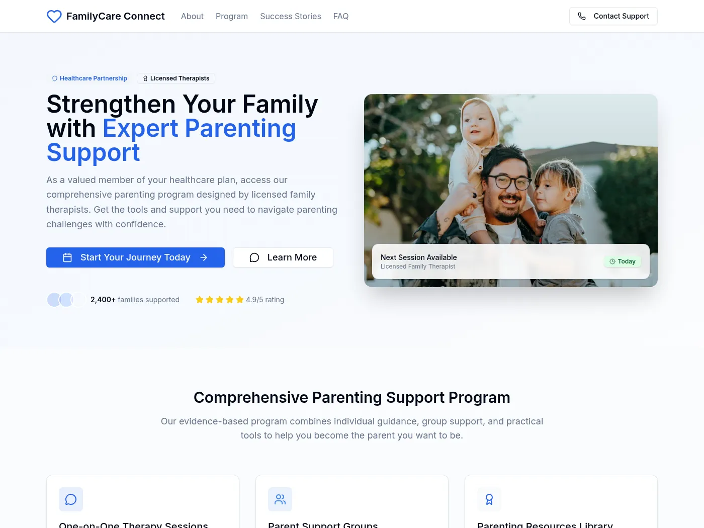 Healthcare-Family Therapy Parenting Program Landing Page