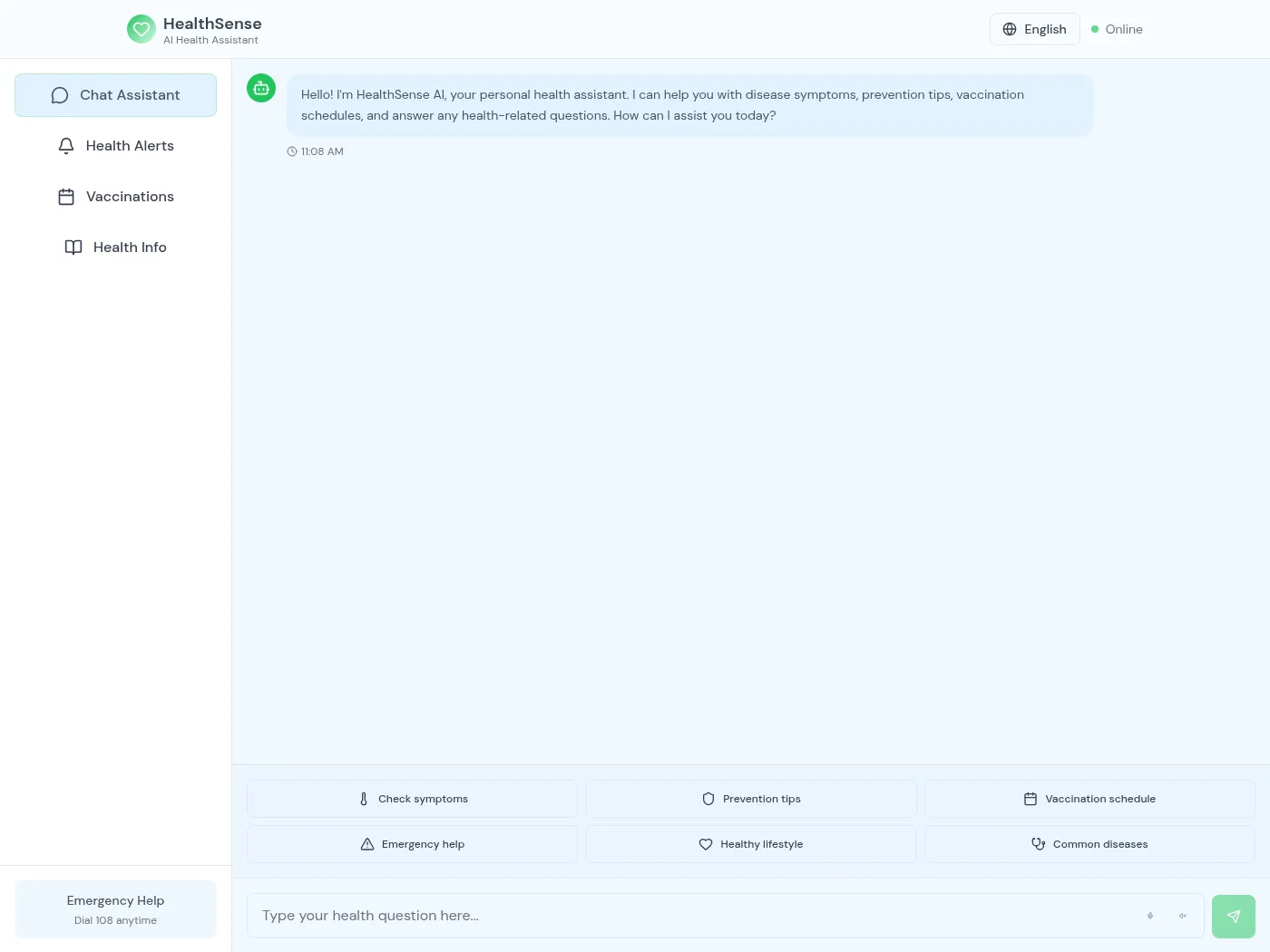 HealthSense: AI Public Health Chatbot for Rural Awareness