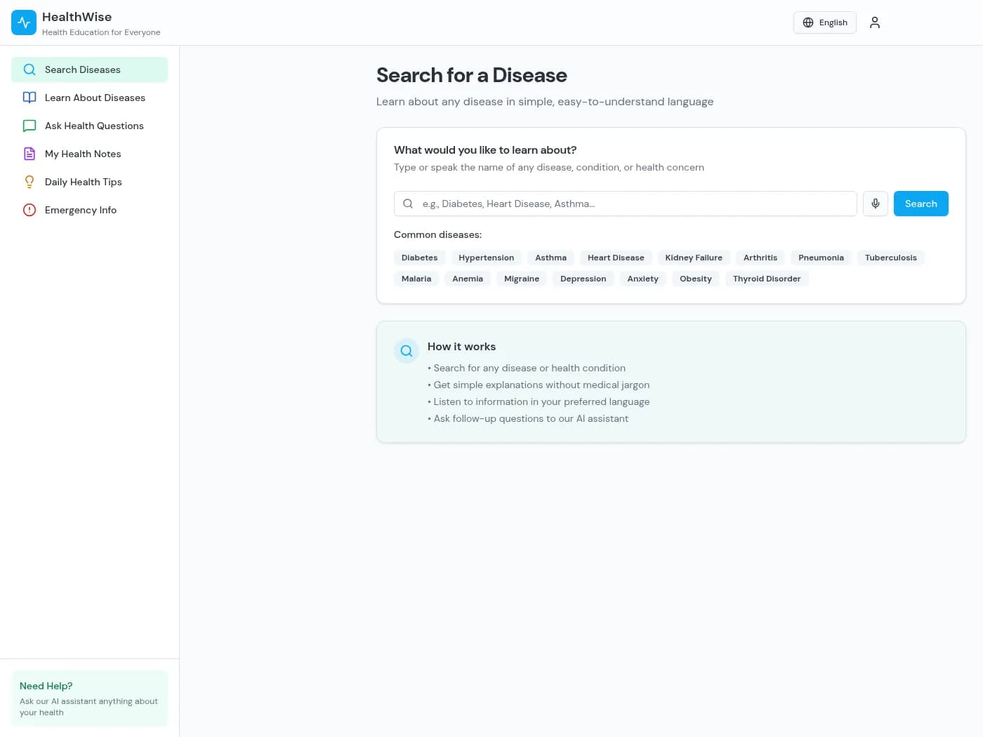 HealthWise: Disease Education App for Everyone