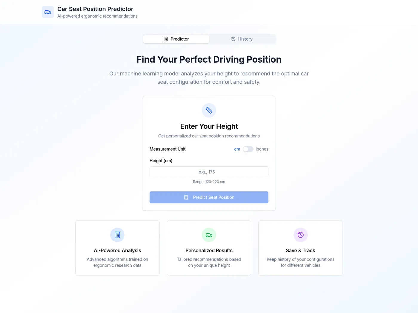 Height-Based Car Seat Position Predictor