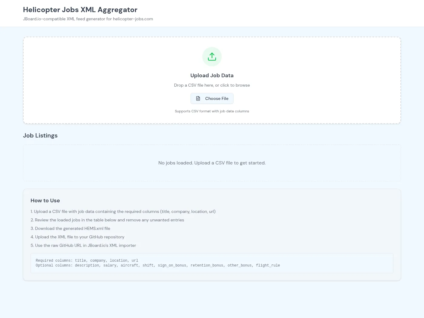 JBoard-Compatible Helicopter Job XML Aggregator