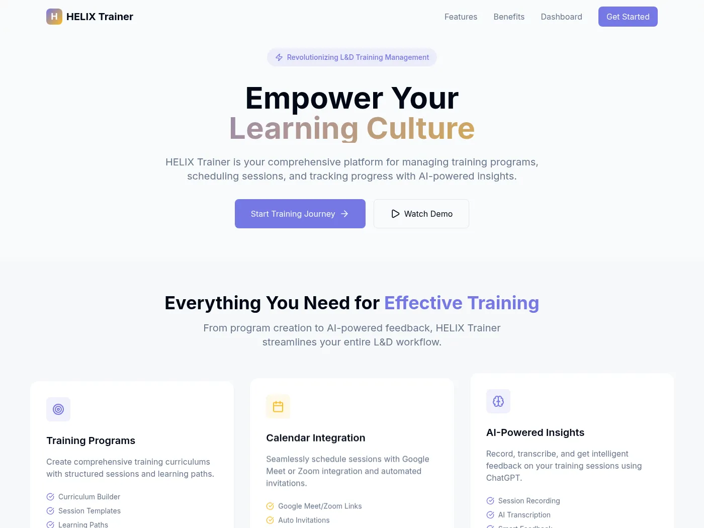 HELIX Trainer: L&D Session Management Platform