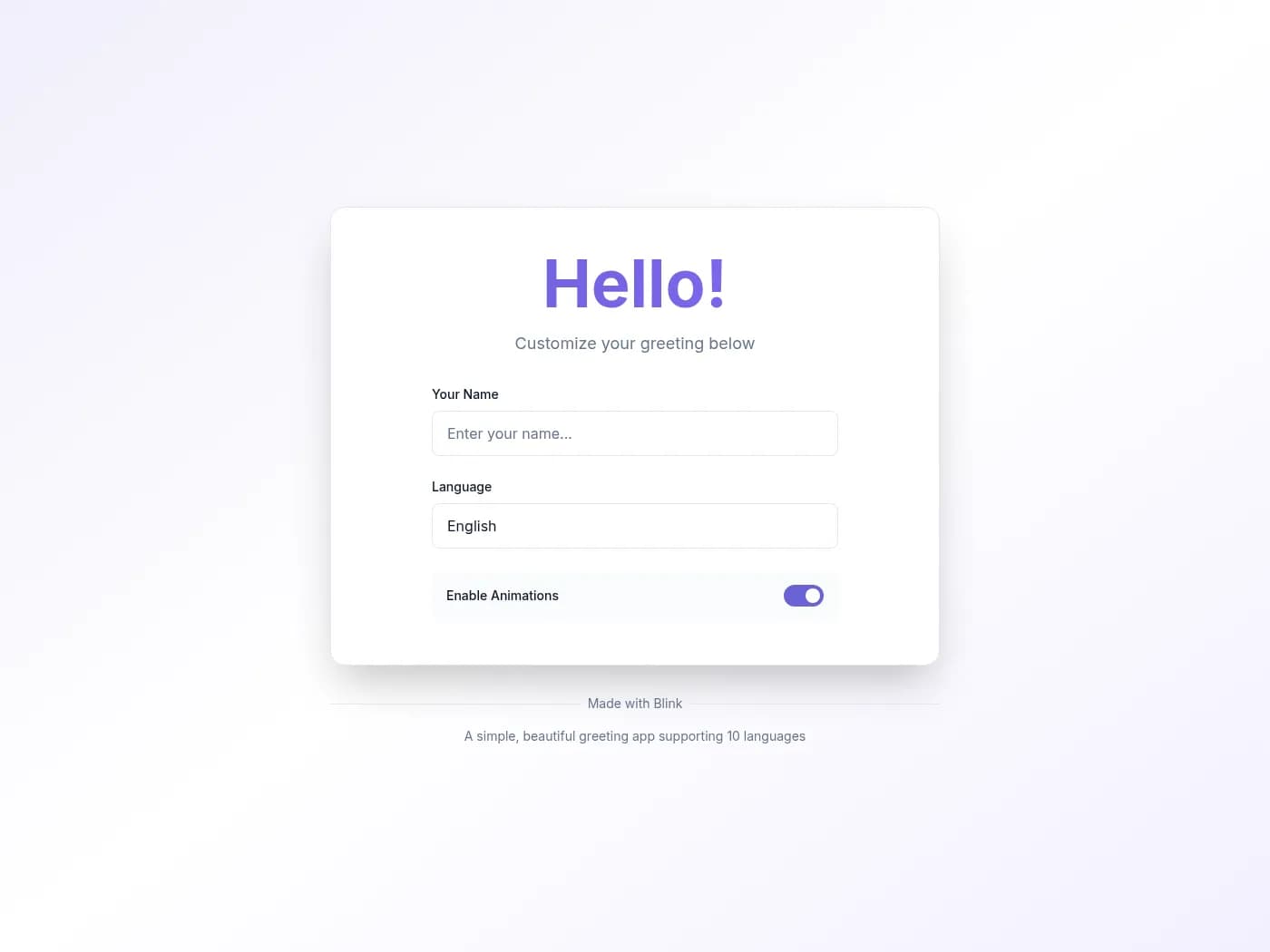 Hello World Greeting App