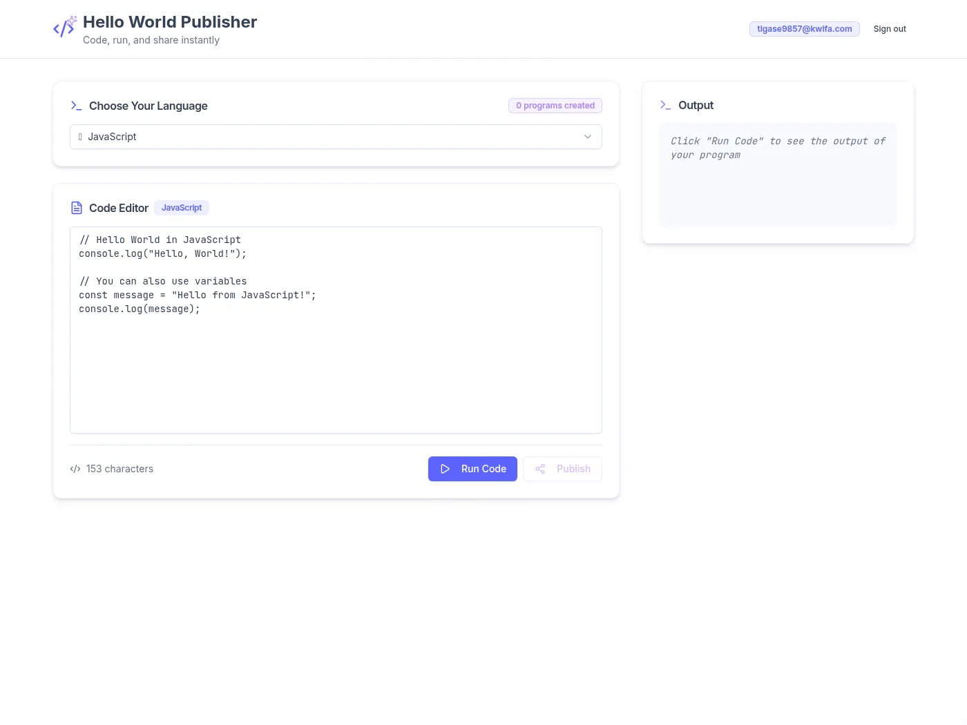 Hello World Program Publisher