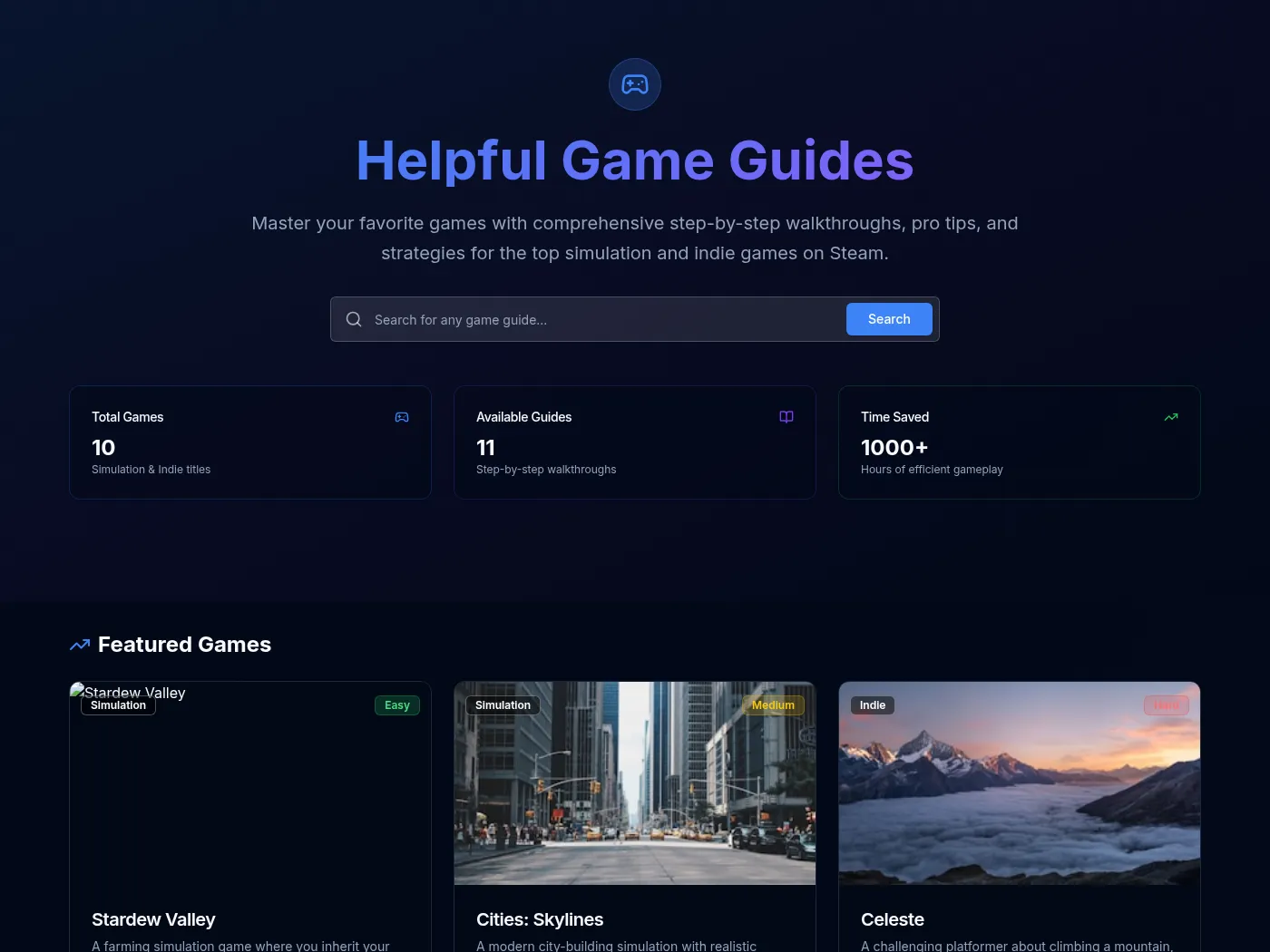 Helpful Game Guides - Comprehensive Searchable Walkthroughs & Tips