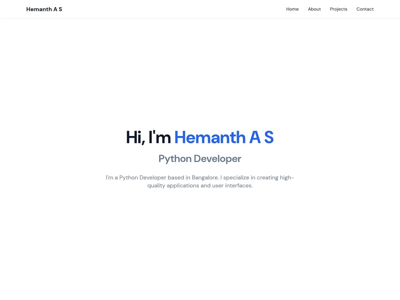 Hemanth A S - Professional Python Developer Portfolio Website