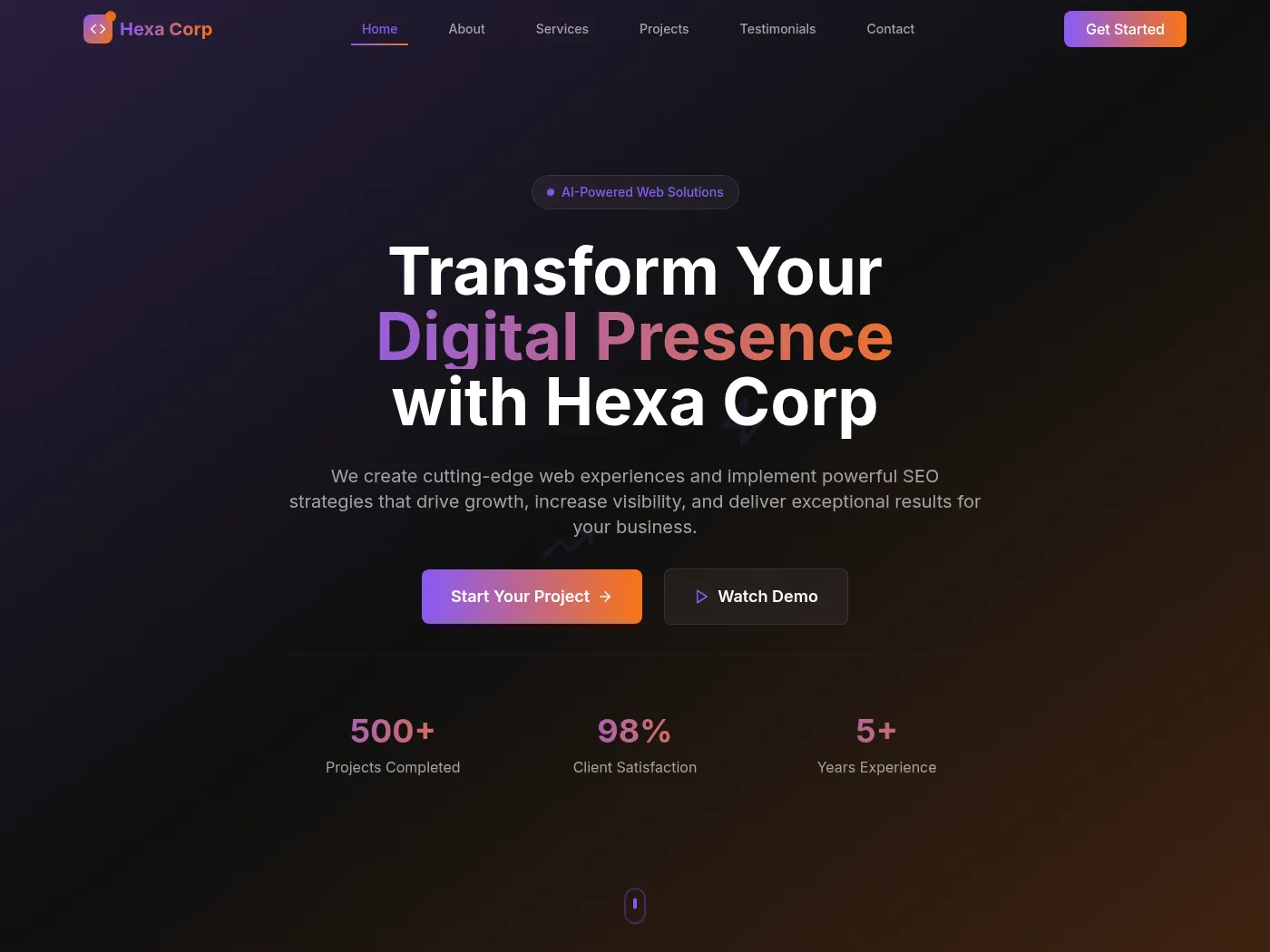 Hexa Corp Web & SEO Agency Website