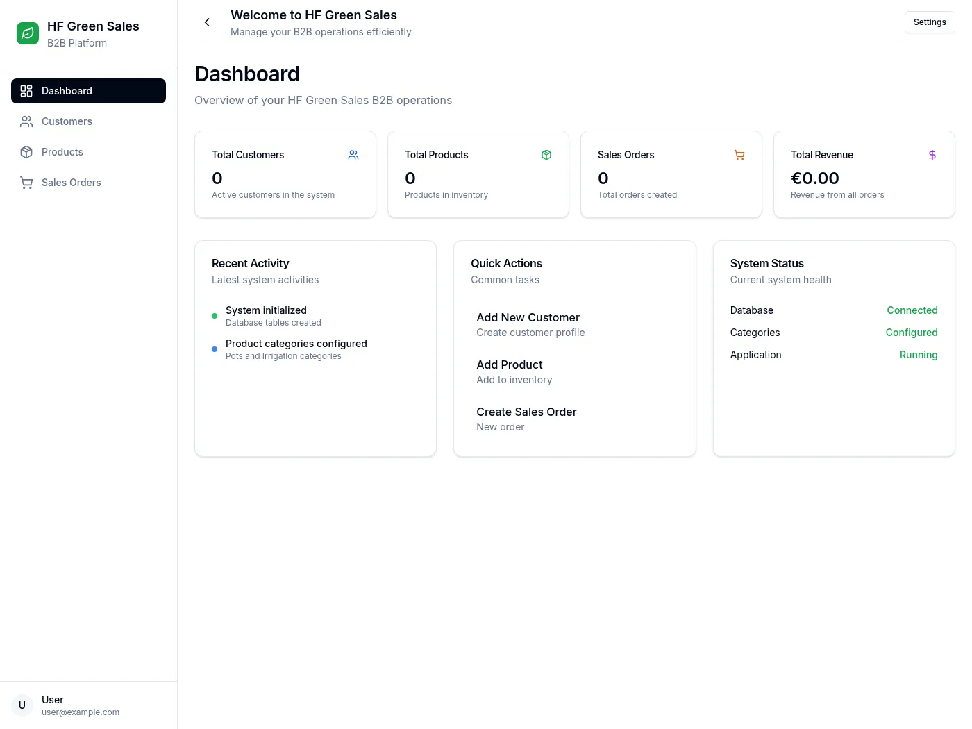 HF Green Sales B2B Platform