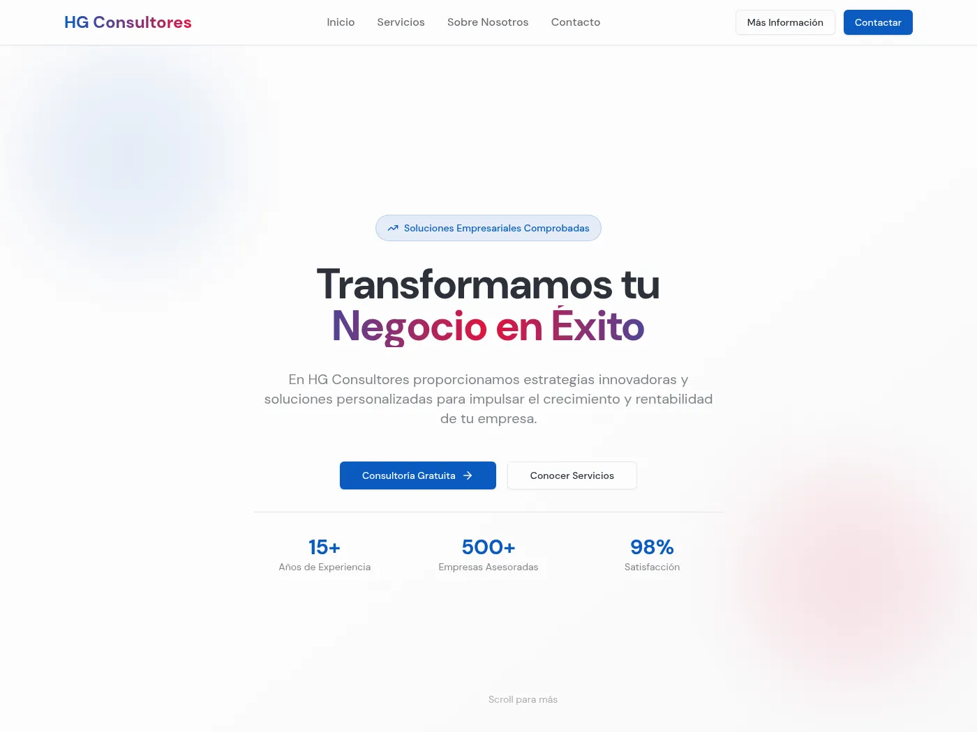HG Consultores Professional Webpage Enhancement