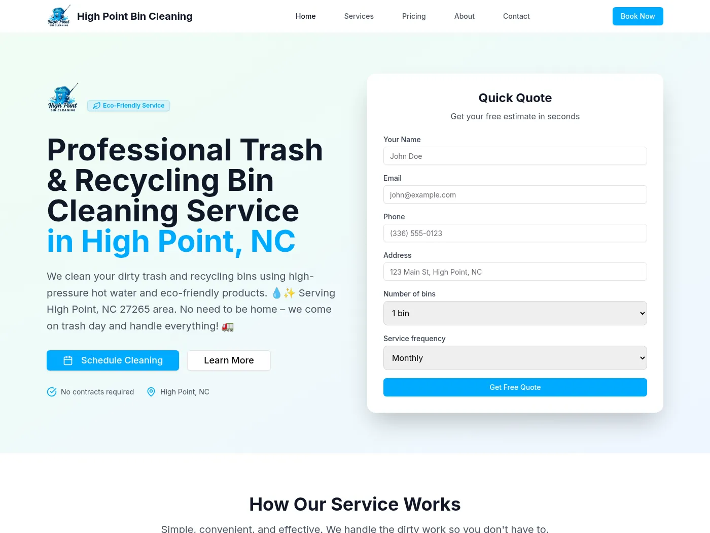 High Point Bin Cleaning Service Platform