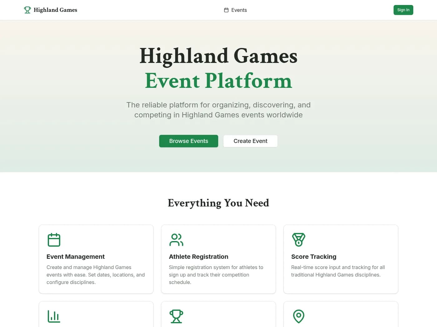 Highland Games Event Platform