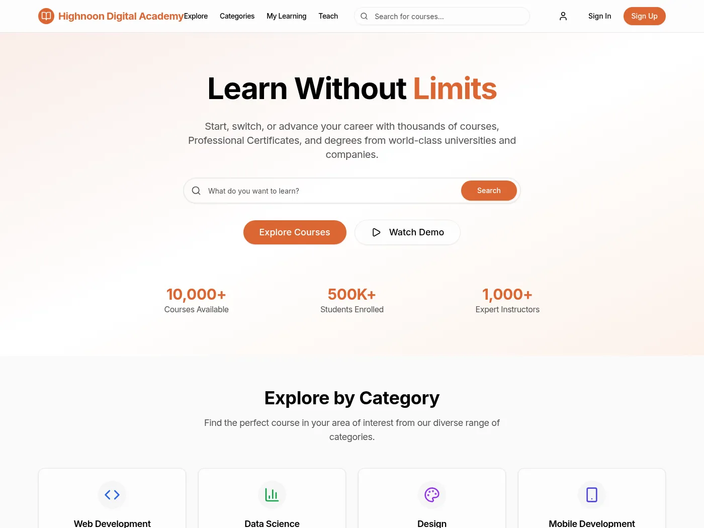Highnoon Digital Academy - Online Learning Platform
