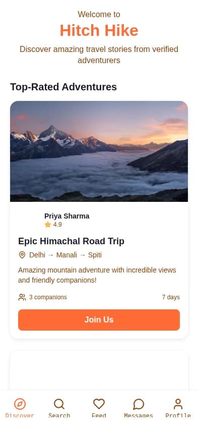 Hitch Hike – The Verified Social Travel Companion Network