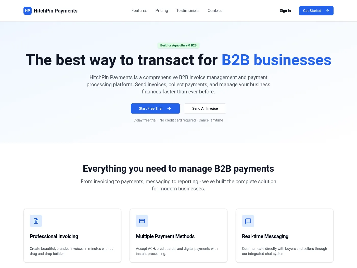 HitchPin Payments: B2B Invoice & Payment Platform