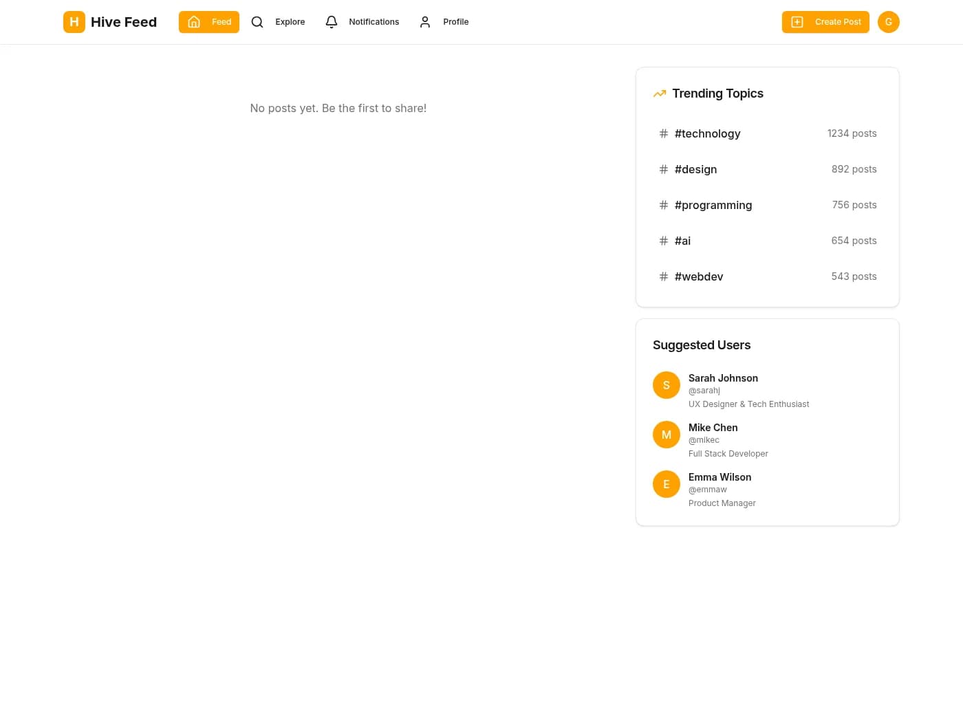 Hive Feed Web App Clone