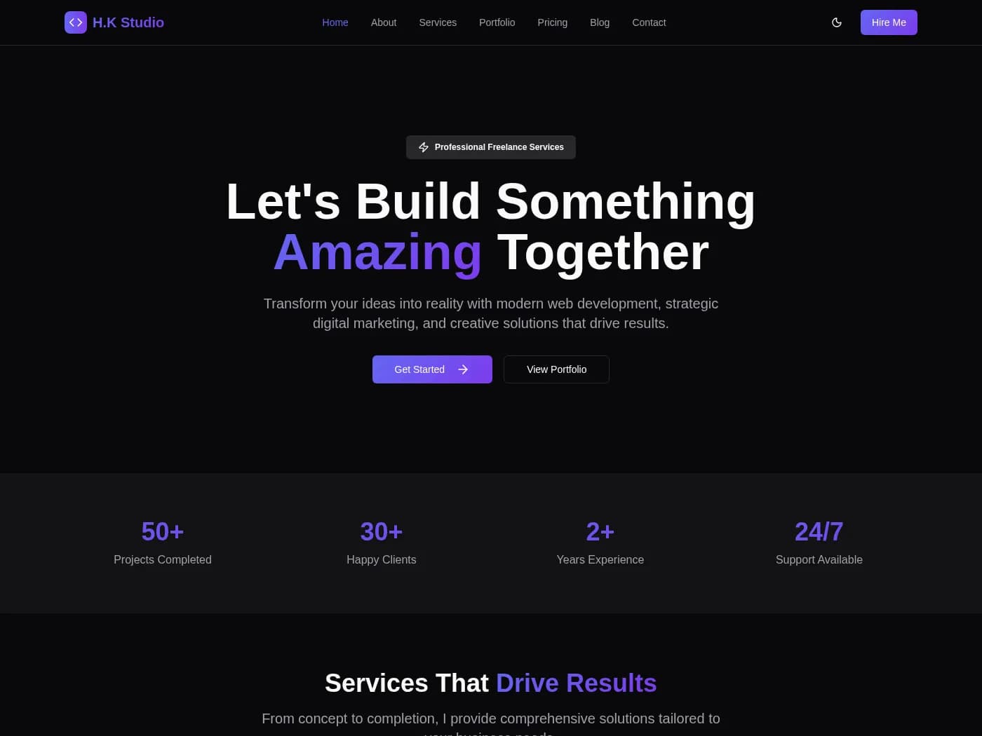 H.K Freelance Studio Modern Responsive Website
