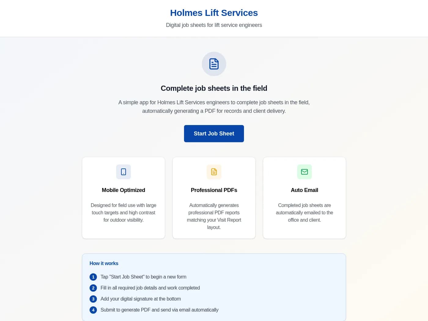 HLS Digital Job Sheet App