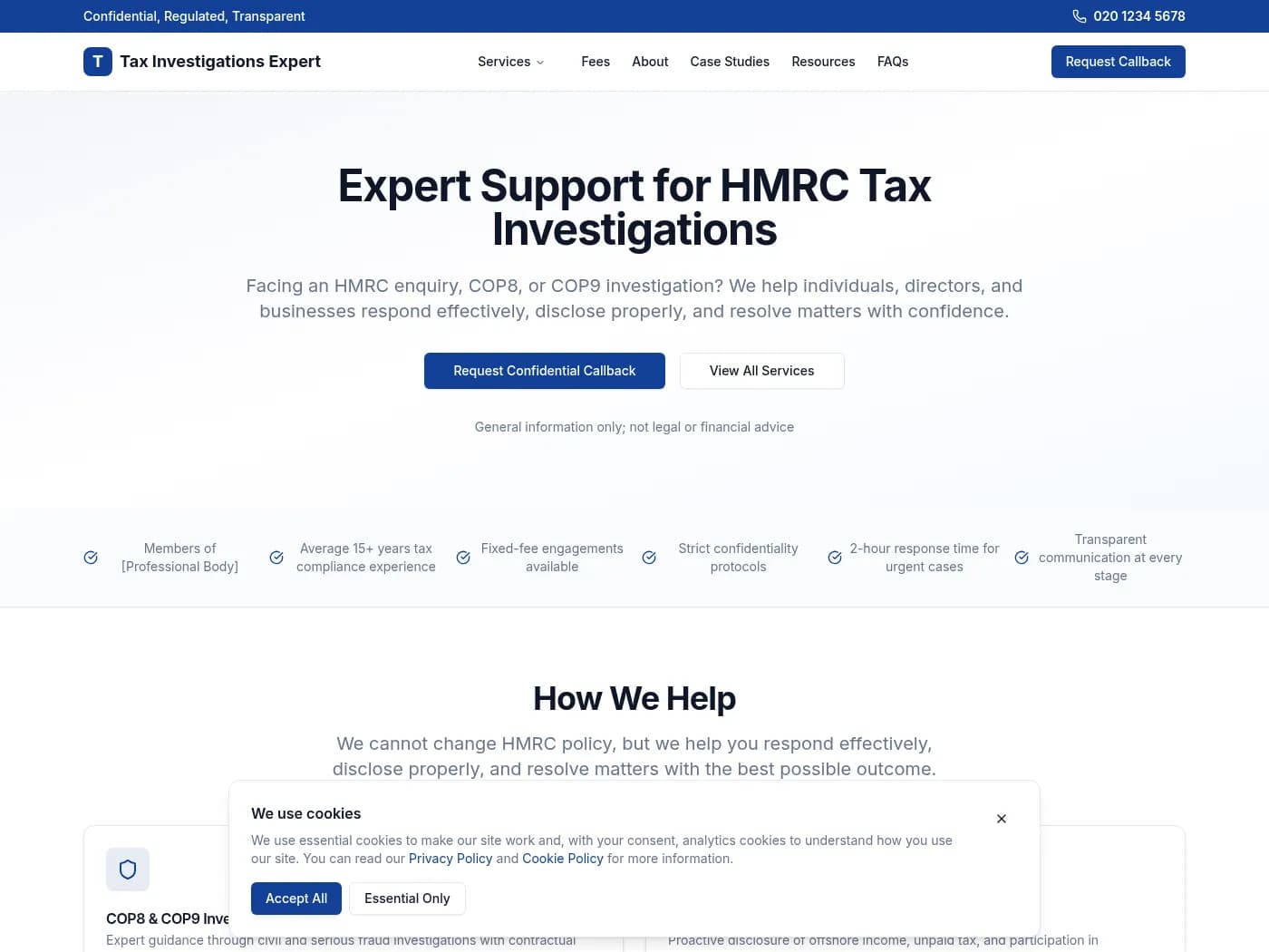 SEO-First HMRC Tax Investigations Website for UK Firms