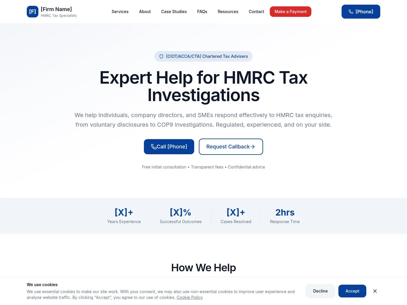 SEO-Optimised HMRC Tax Investigations Website Framework for UK Firms