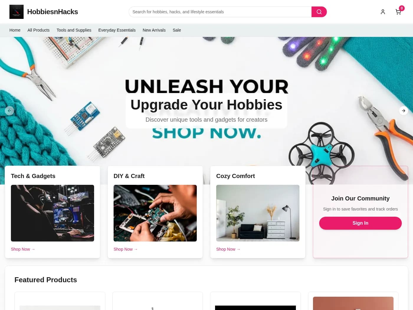 HobbiesnHacks Marketplace Redesign