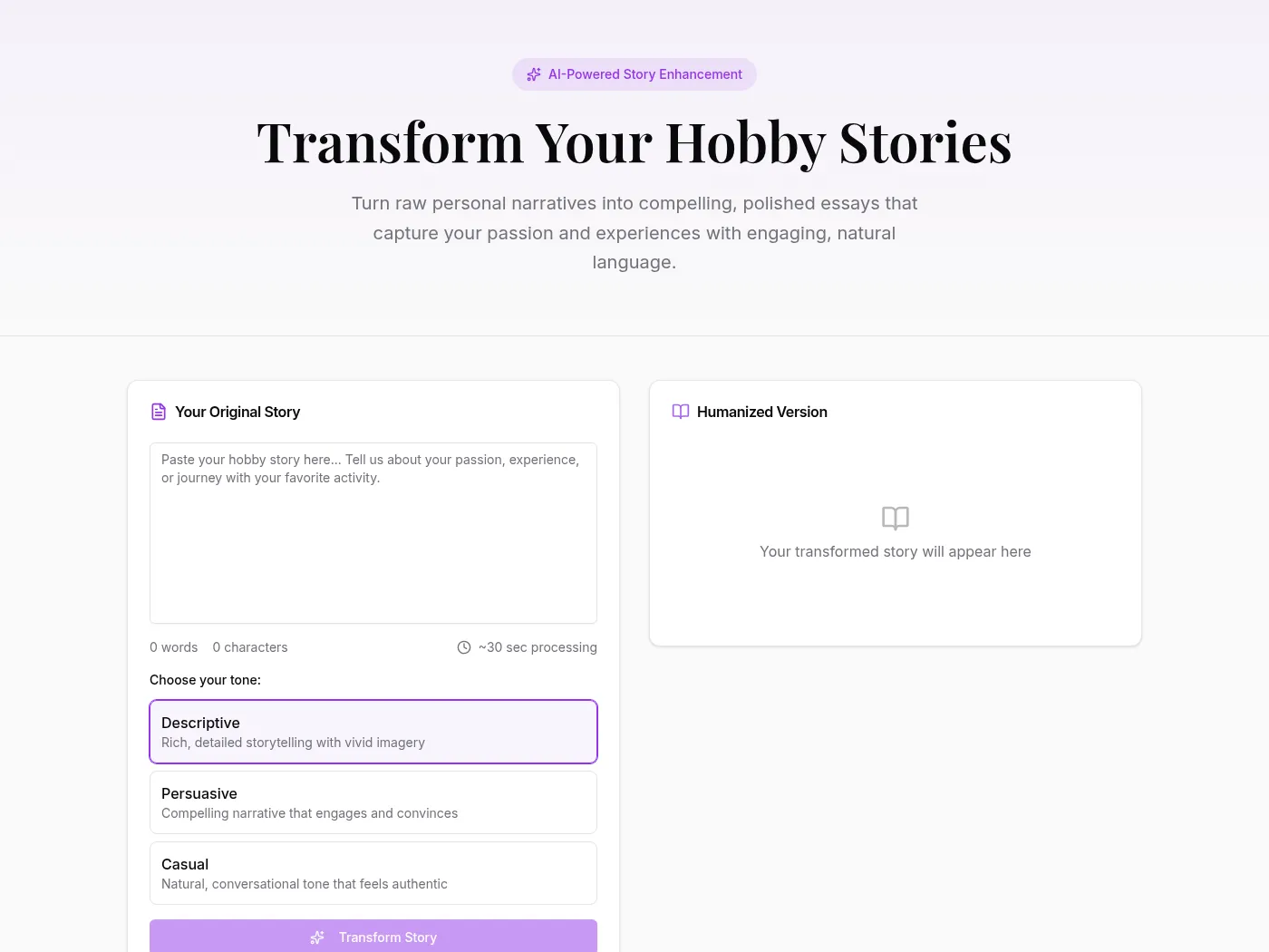 Hobby Story Humanizer: Refined Essay Generator for Personal Passions
