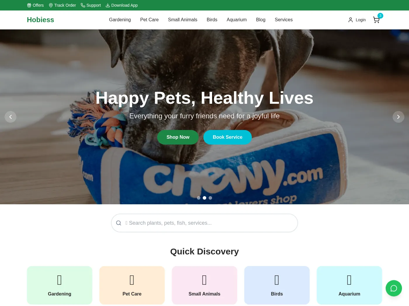 Hobiess Eco-Friendly Pet & Gardening Modern Homepage