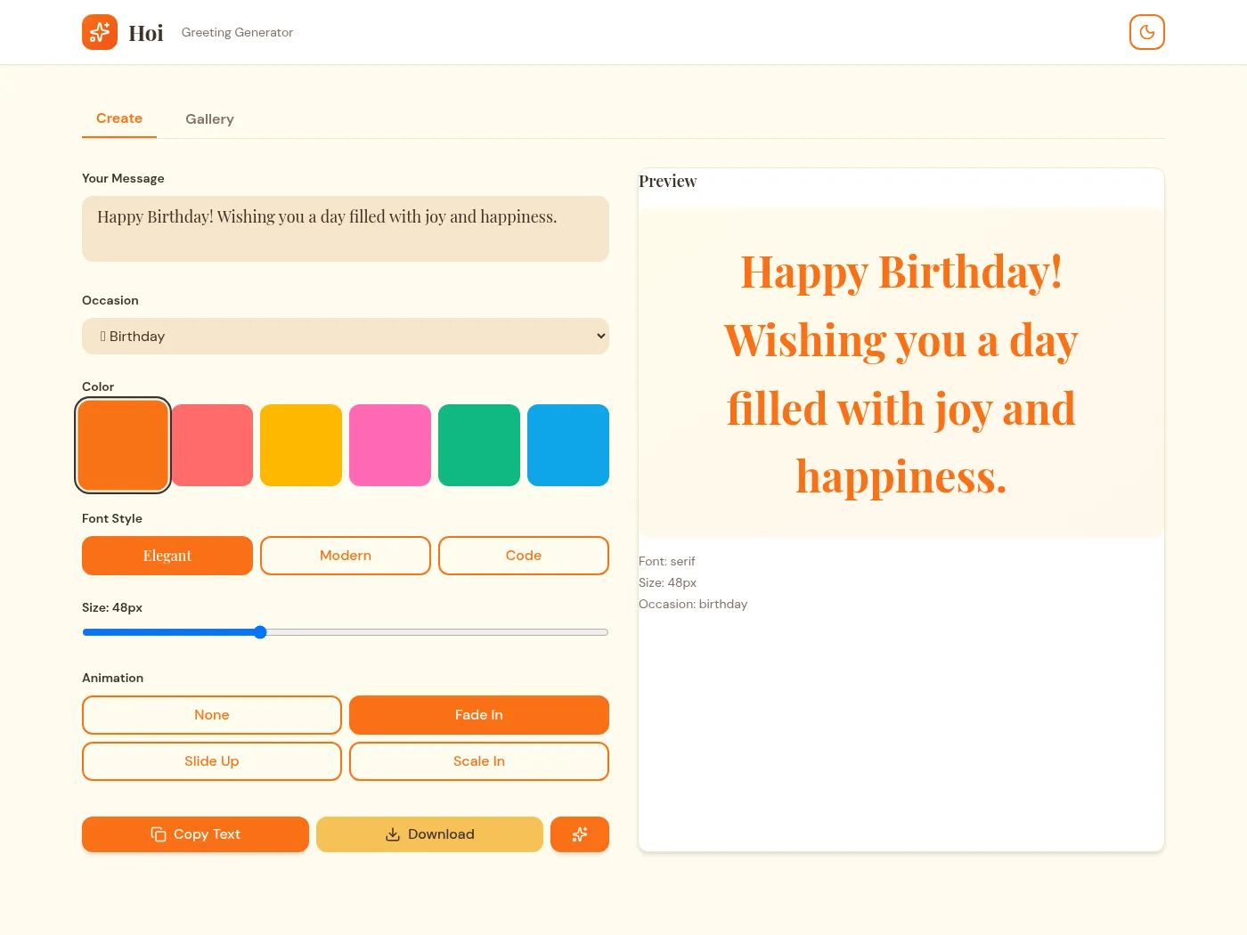 Hoi - Personalized Greeting Generator
