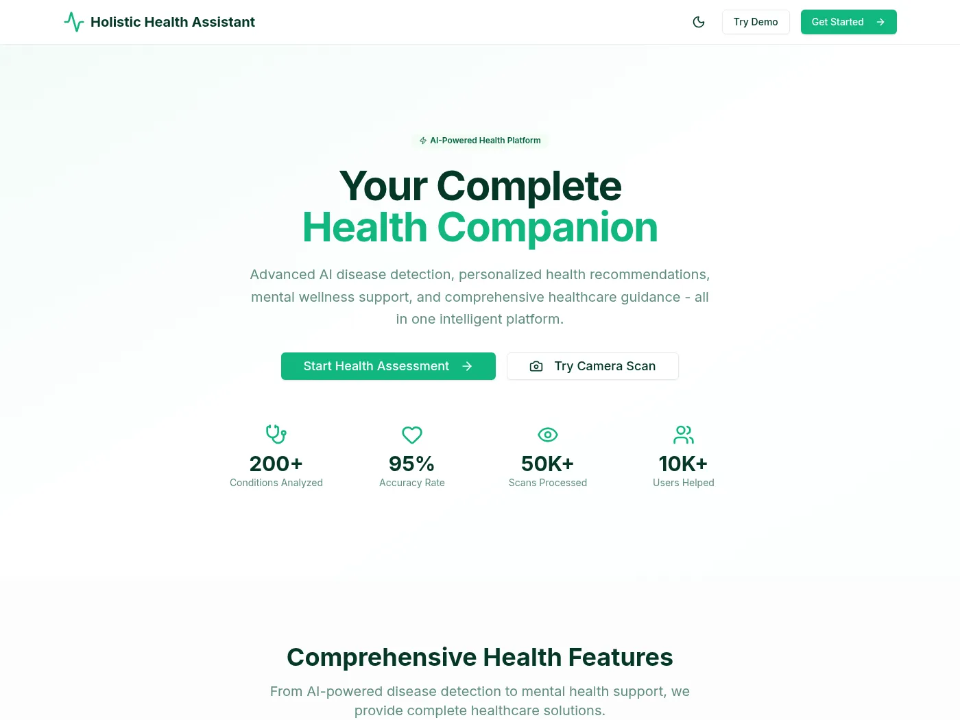Holistic Health Assistant – AI-Powered Disease Detection & Personalized Wellbeing Platform