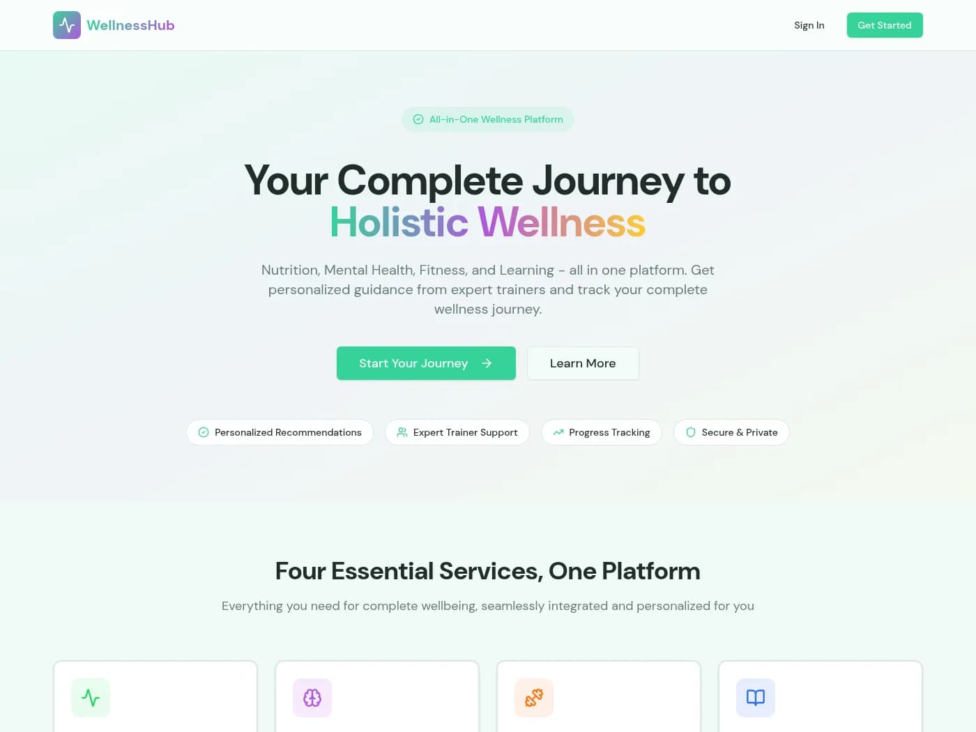 Holistic Wellness Platform: One-stop Solution for Nutrition, Fitness, Mental Health & Learning
