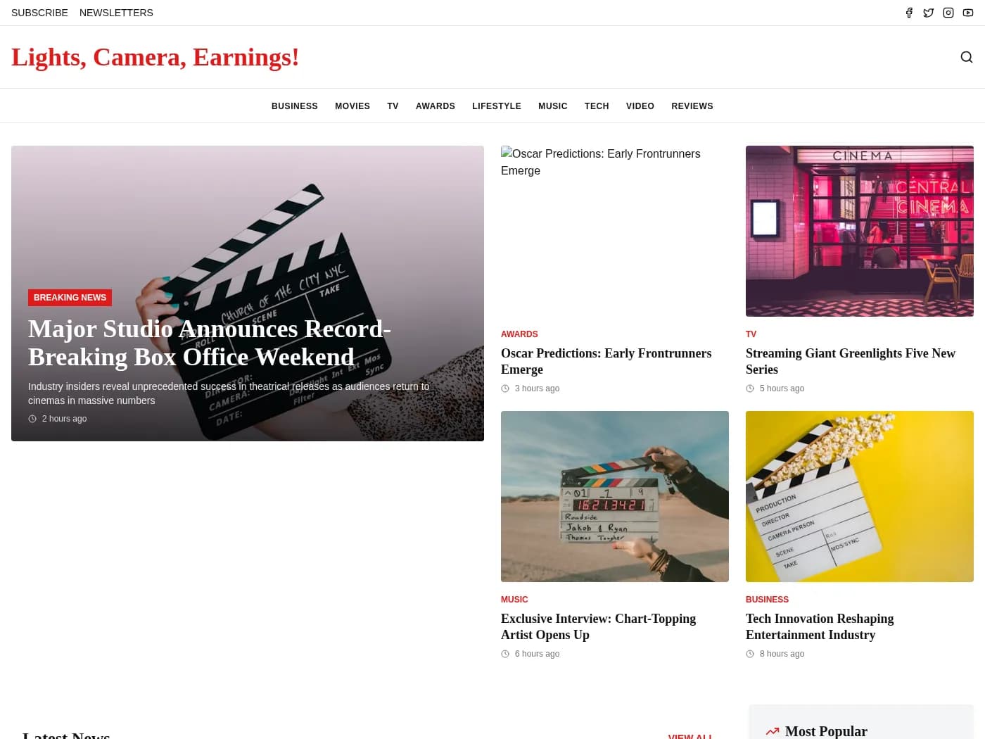 Hollywood Reporter News Portal Clone