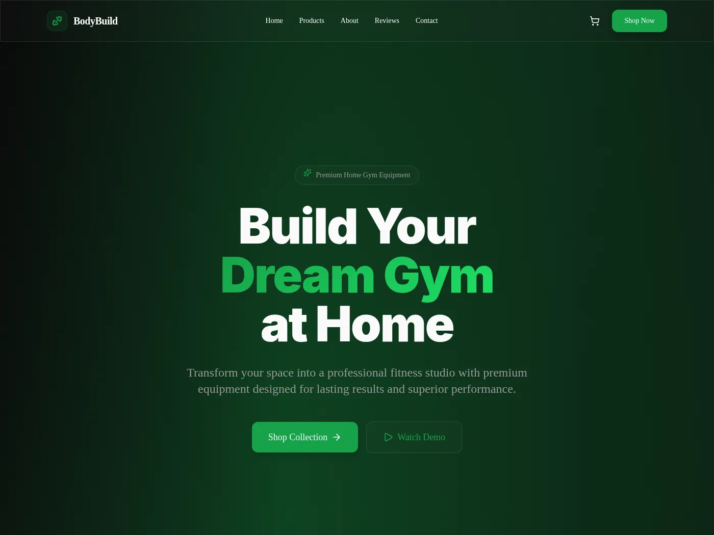 Home Gym Equipment Ecommerce Landing Page