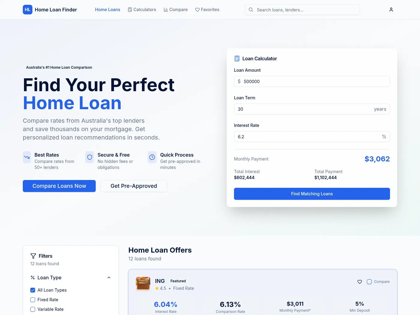 Home Loan Offer Finder