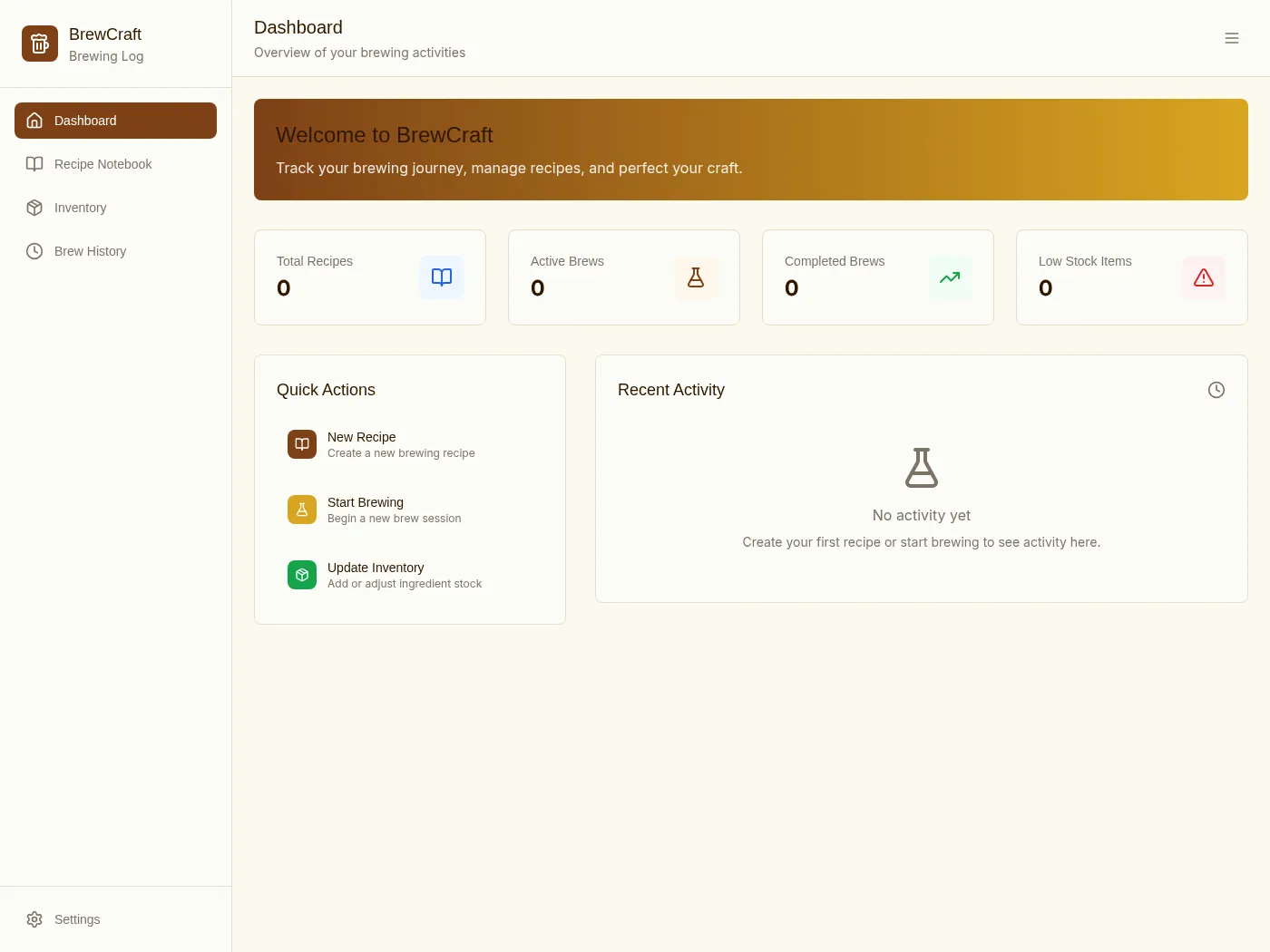 Homebrewing Recipe & Brew Log App MVP