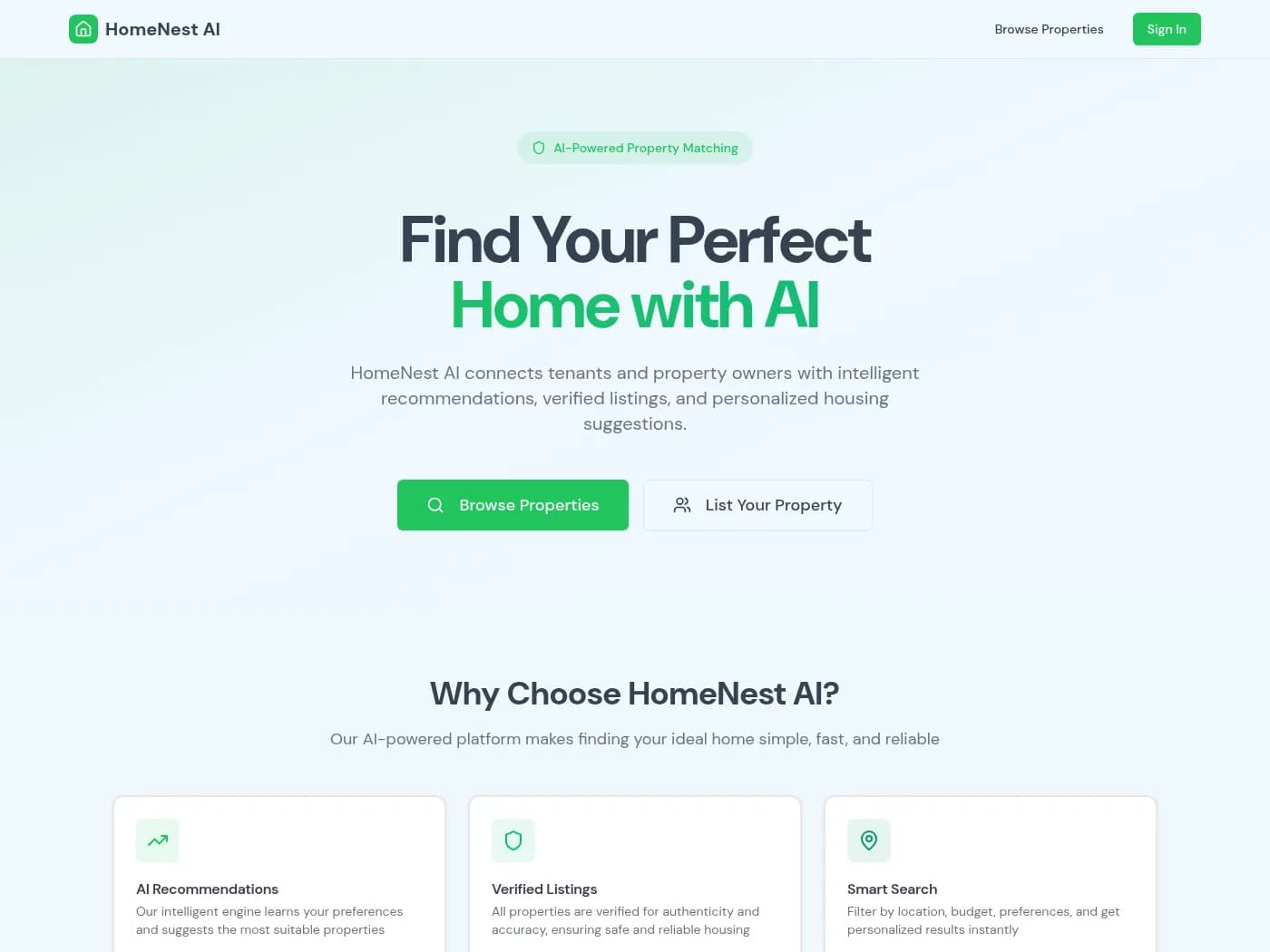 HomeNest AI: Intelligent Housing and Rental Platform