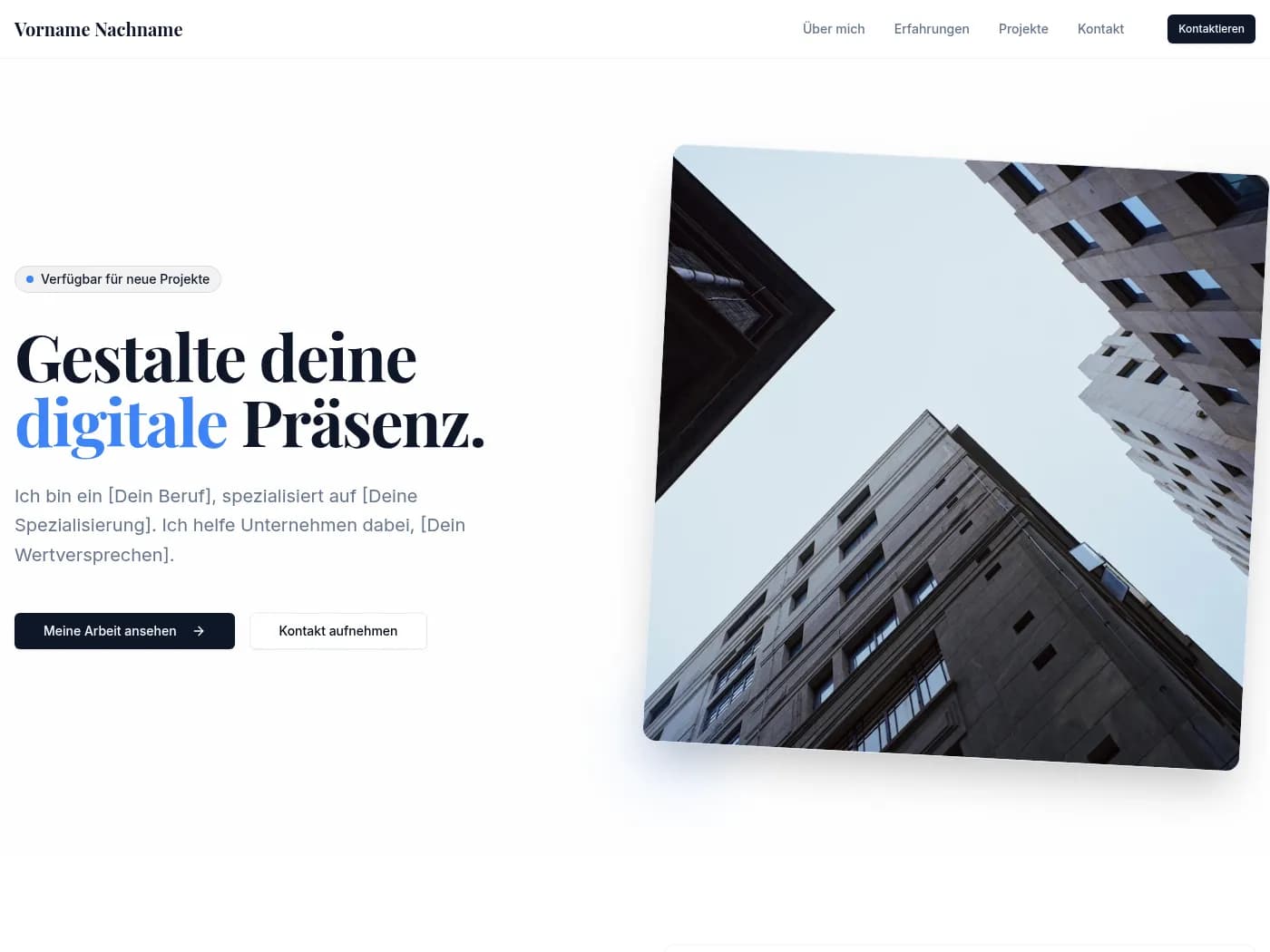 Persönliche Homepage mit Informationen