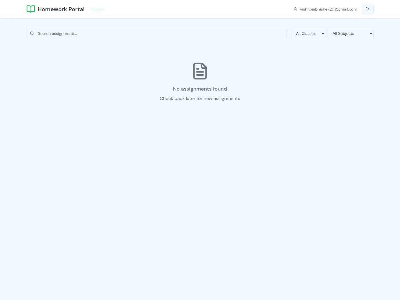 Class & Subject-based Homework Upload Portal