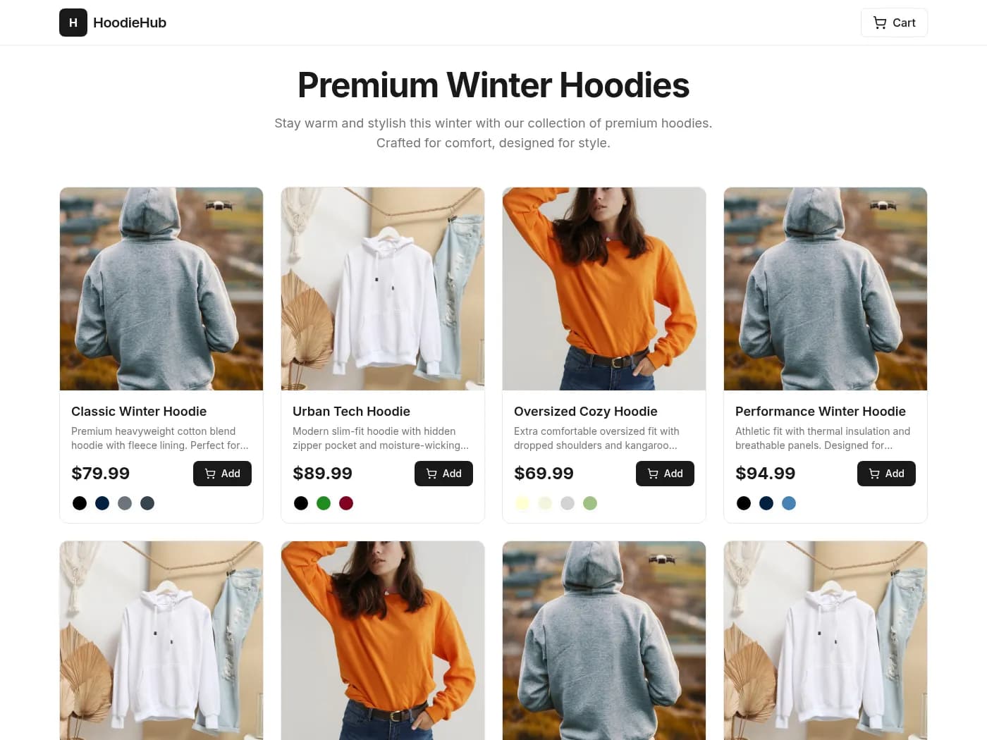 HoodieHub: Winter Hoodie Shopping App