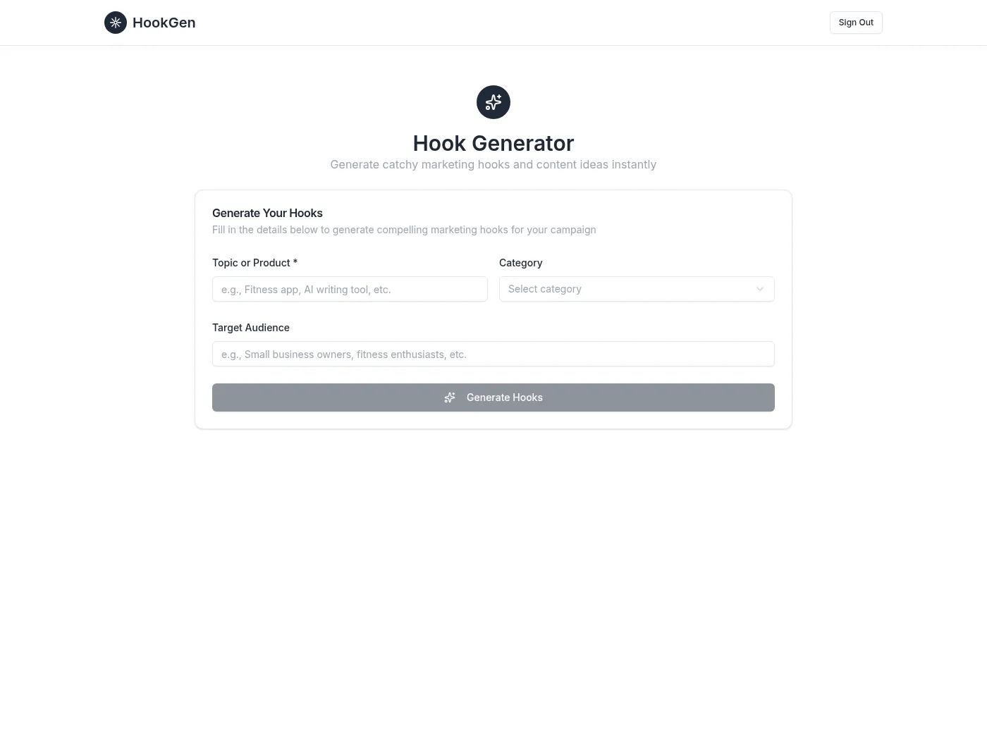 Hook Generator Web App