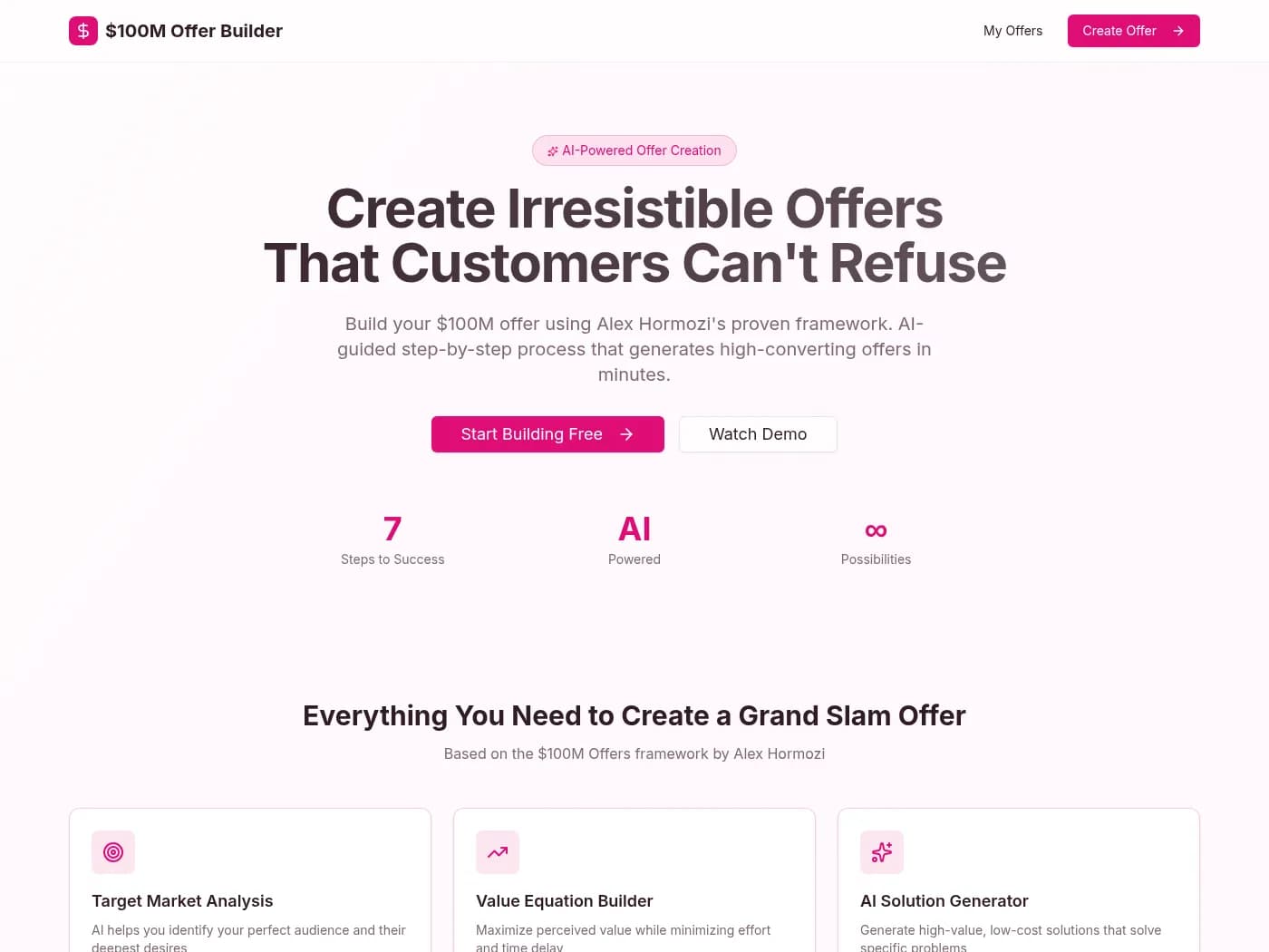 Hormozi $100M Offer Web Builder for Social Media Marketing Agencies