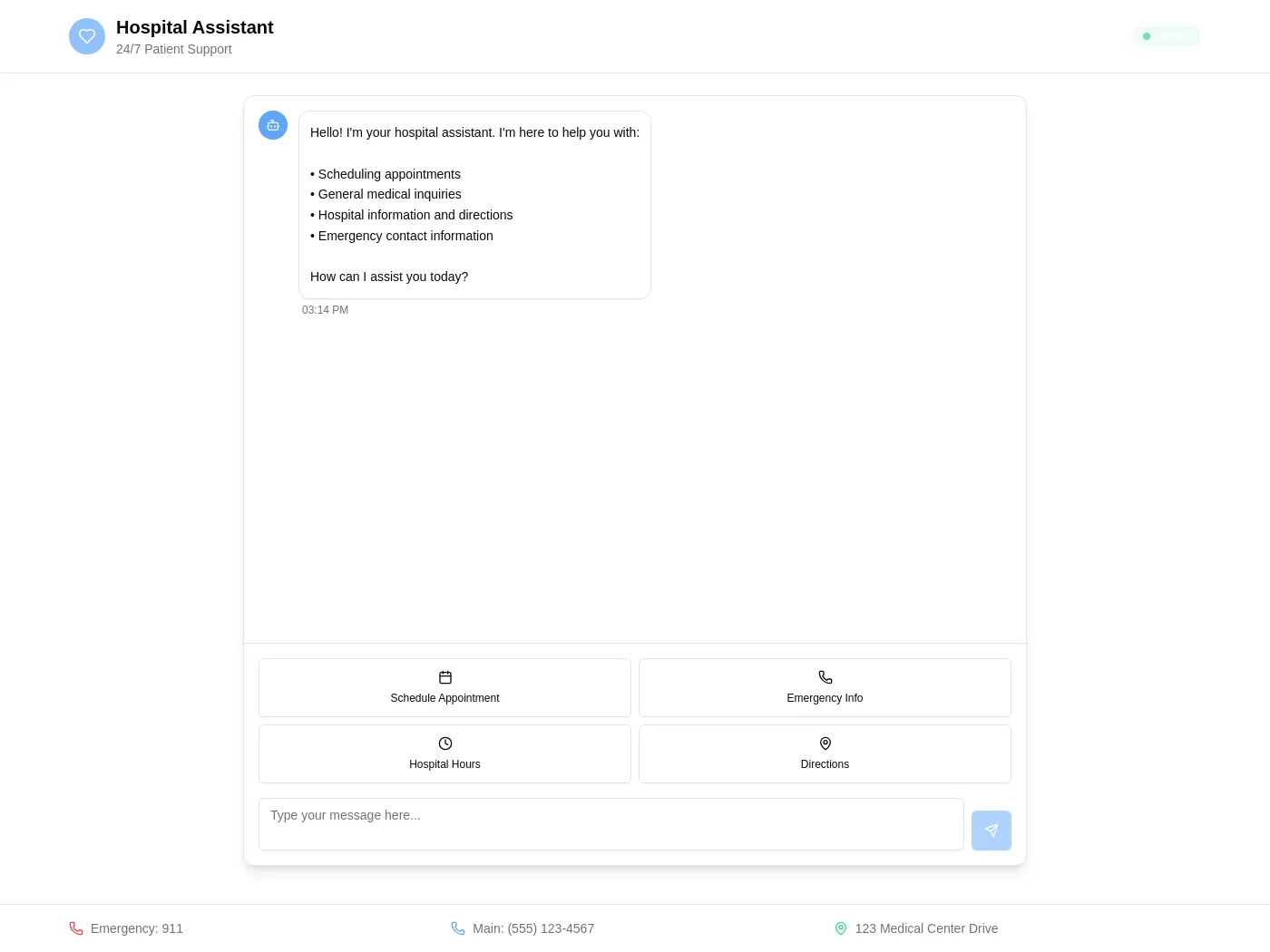 Hospital Chat Bot Agent