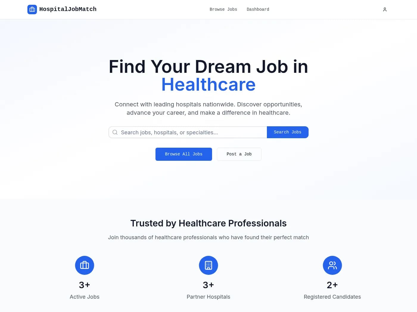 HospitalJobMatch — Full-Stack Hospital Job Search Platform