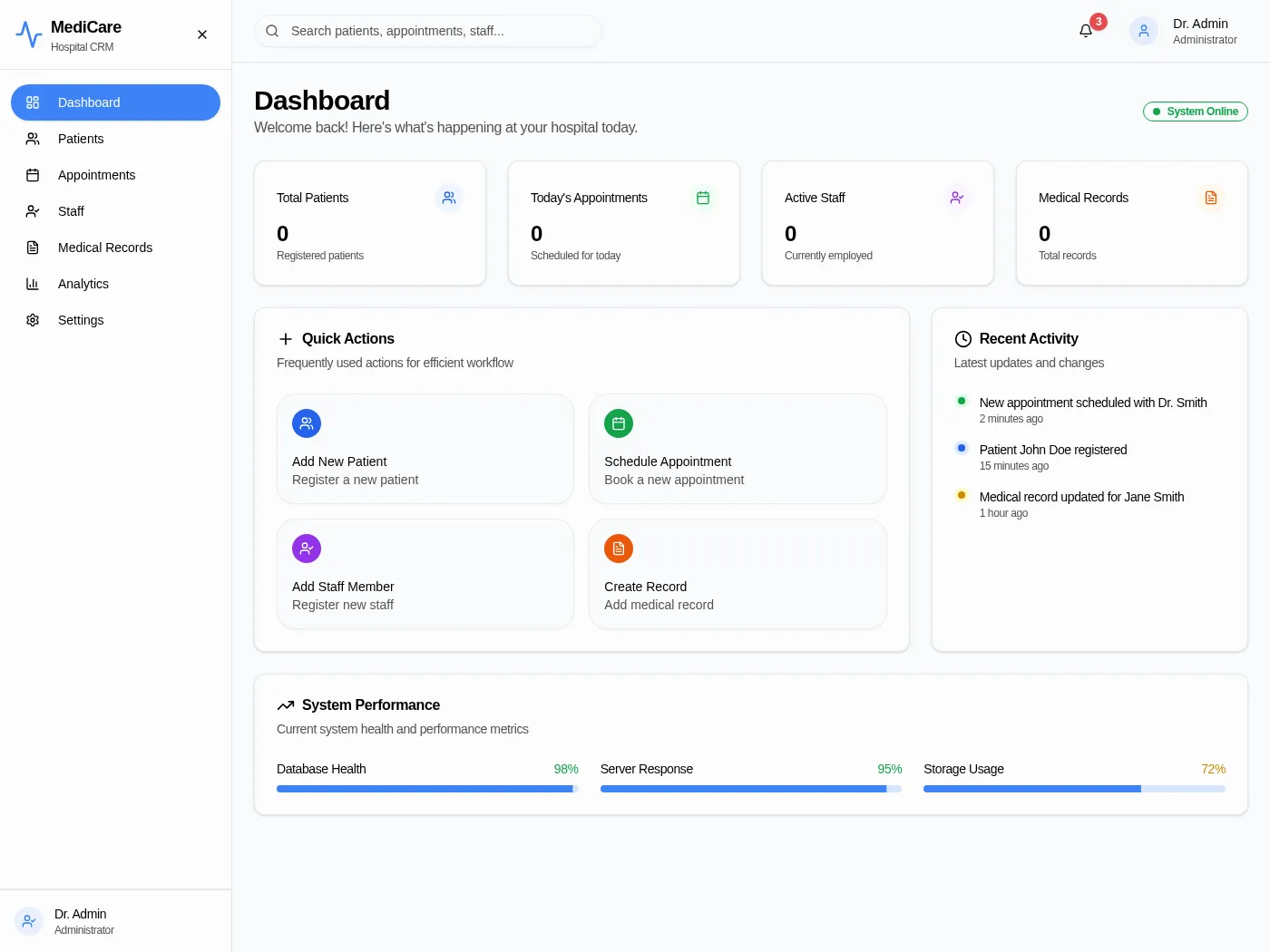 Hospital Management CRM Platform