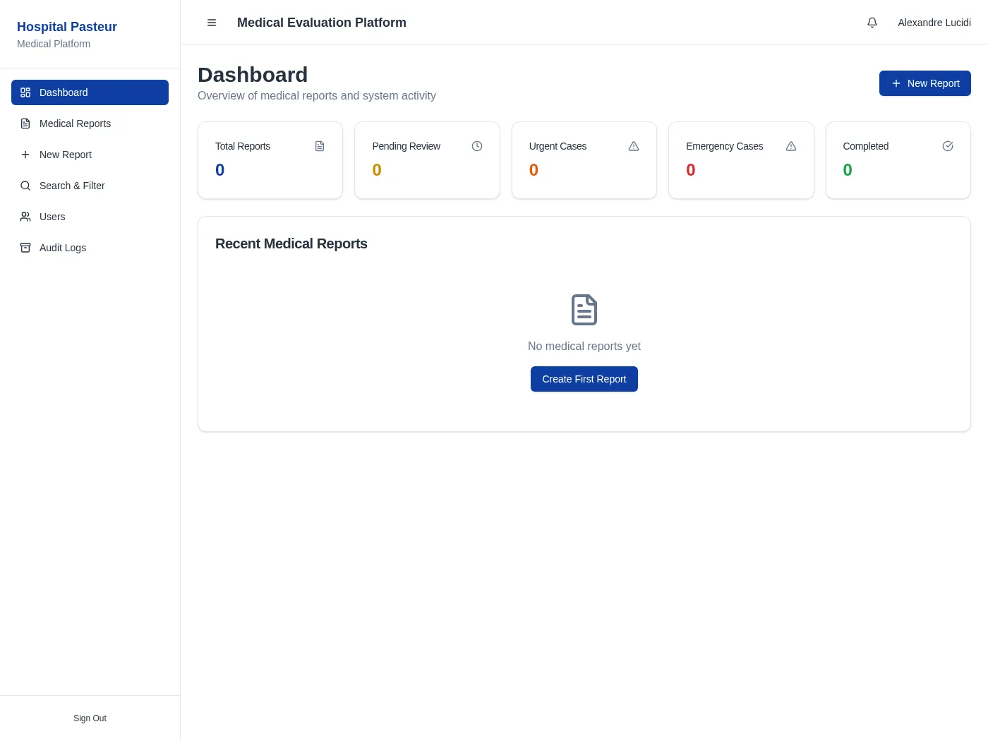 Hospital Pasteur Medical Evaluation Control Platform