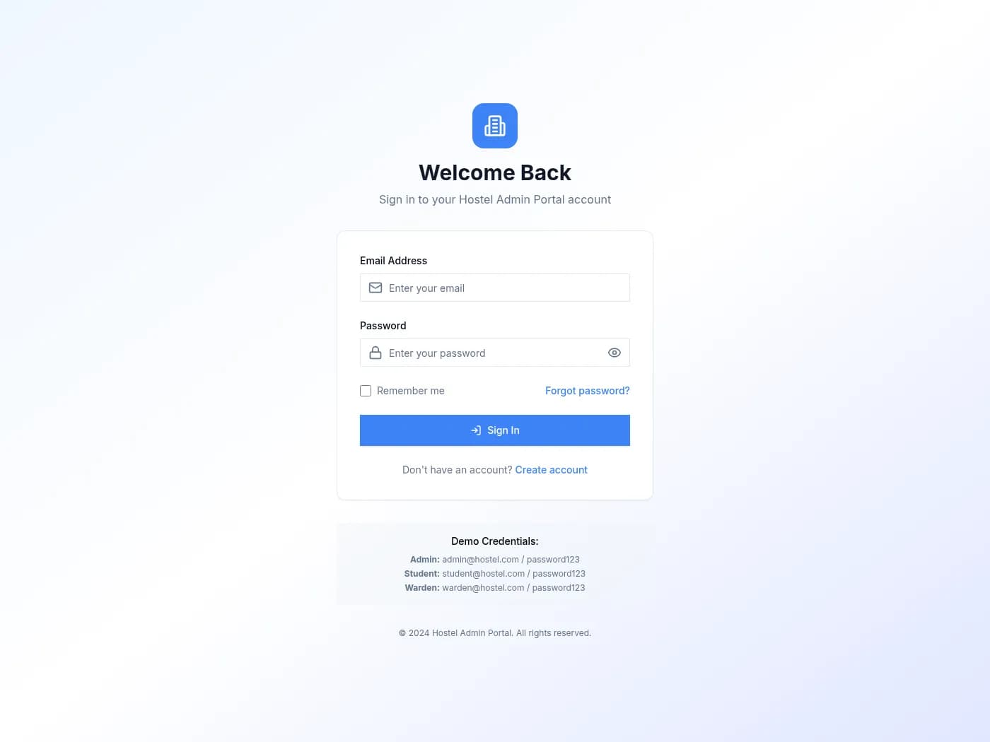 Hostel Admin Portal: Modern MERN Stack Hostel Management Dashboard