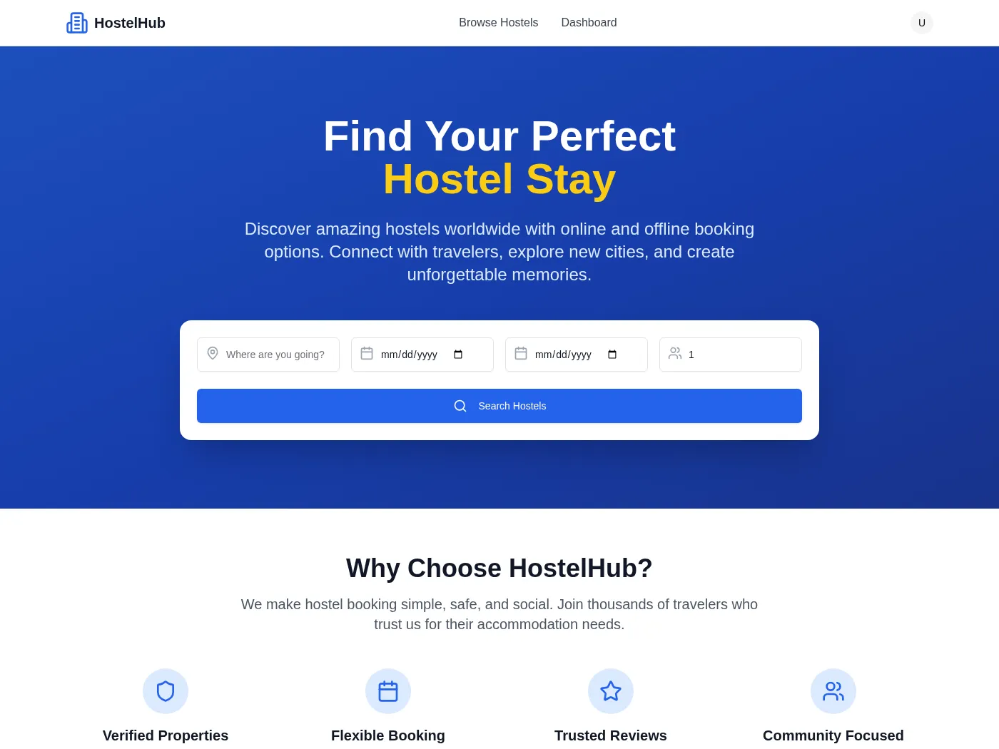 Hostel Booking Platform with Online & Offline Reservations