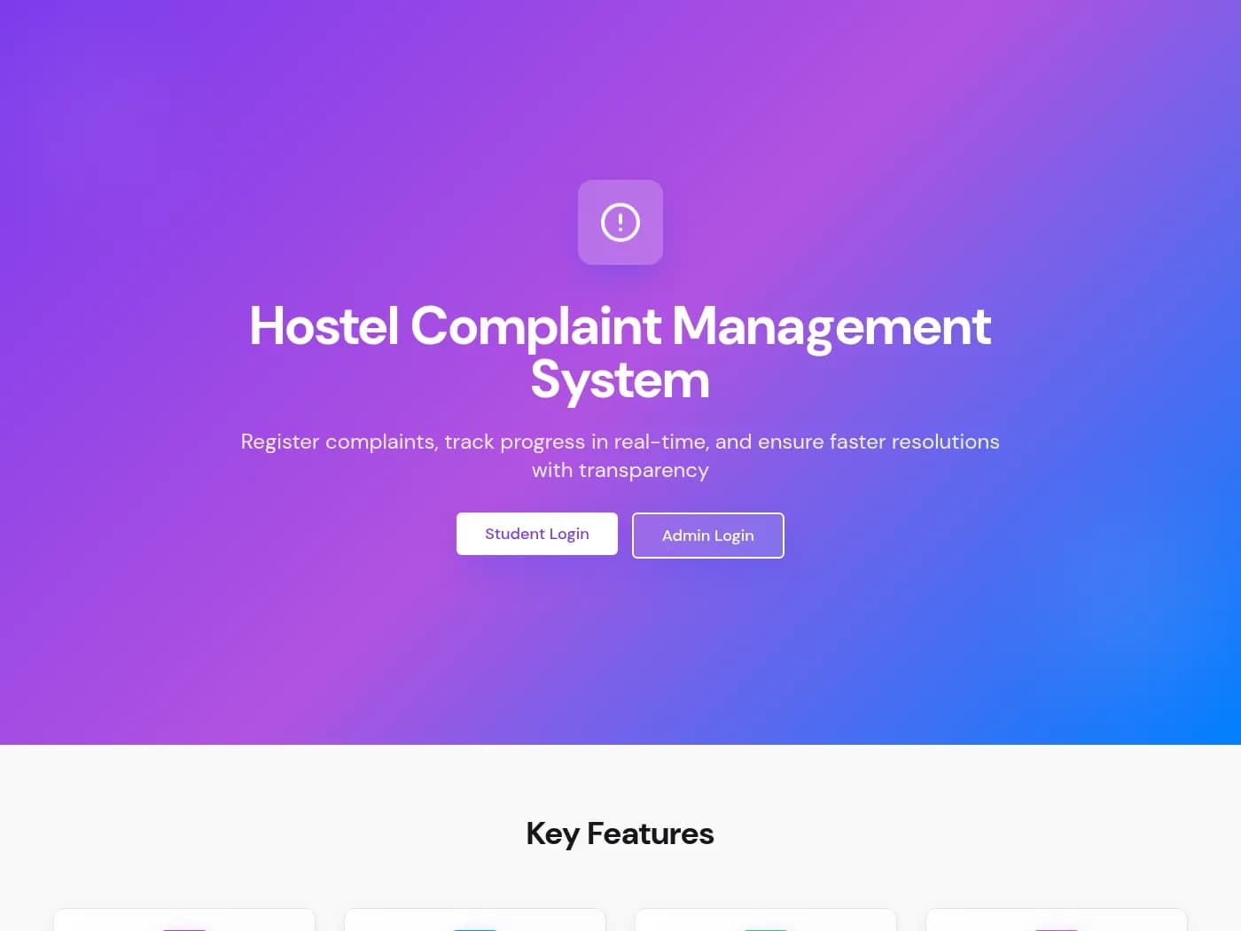 Hostel Complaint Management System